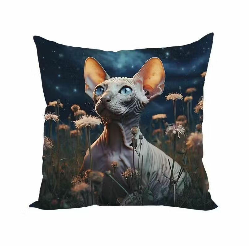 Чехол для подушки Кот сфинкс Лунатик Живопись 40х40 велюр
