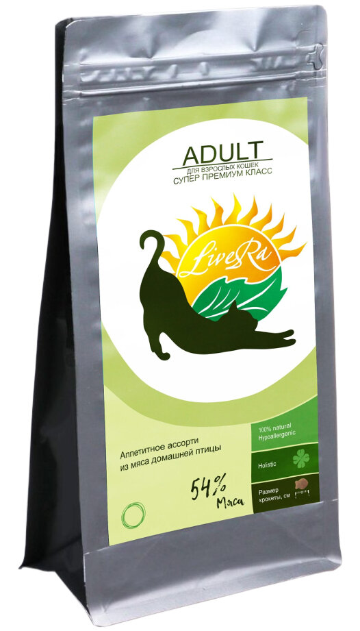 LiveRA Сухой корм для взрослых кошек, ассорти из мяса домашней птицы, Adult Cat, 3.5кг 3.5 кг