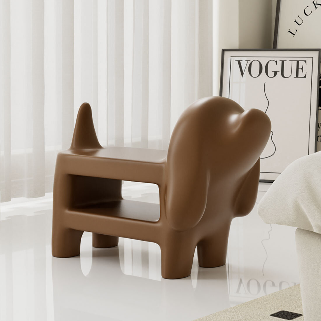 Банкетка детская с полками для обуви Dachshund (коричневый)