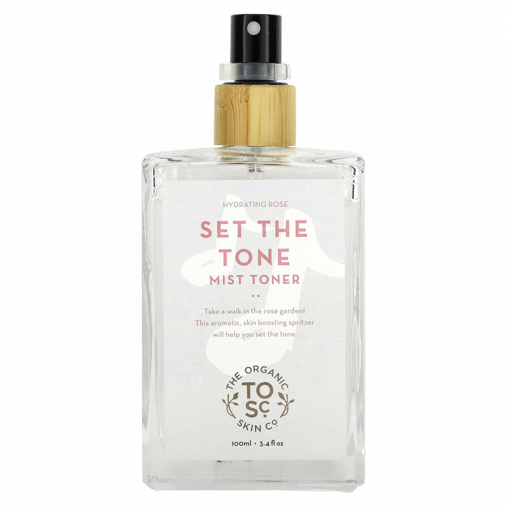 The Organic Skin Co, Set The Tone, тоник-спрей для всех типов кожи, увлажняющий розовый, 100 мл (3,4 жидк. унции)