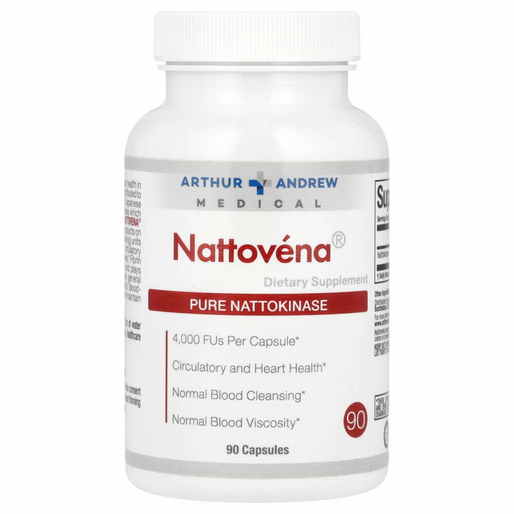 Arthur Andrew Medical, Nattovena®, чистая наттокиназа, 4000 FU, 90 капсул