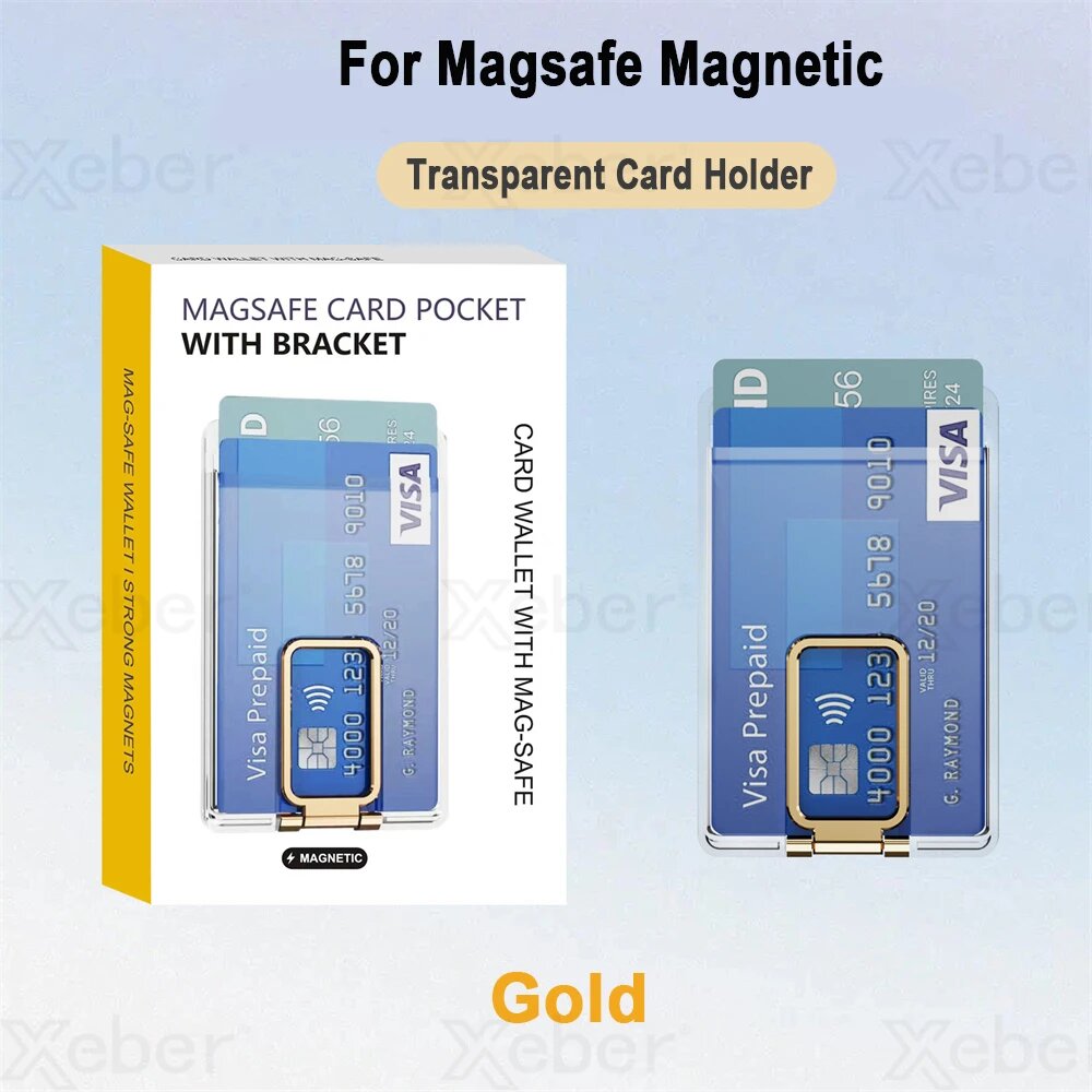 Magsafe держатель для карт Gold, прозрачный чехол-кошелек