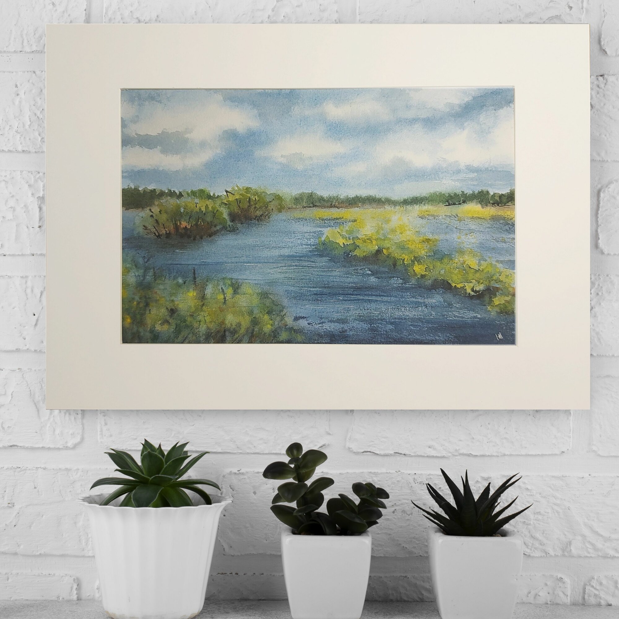 Картина акварельная авторская в паспарту 30х40 см на стену для интерьера "По окуни"