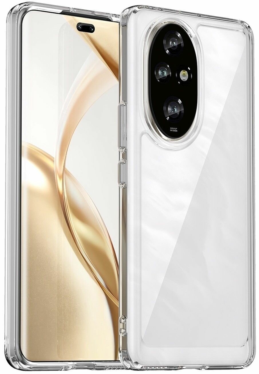 Чехол на Honor 200 Pro пластиковый с силиконовой окантовкой прозрачный