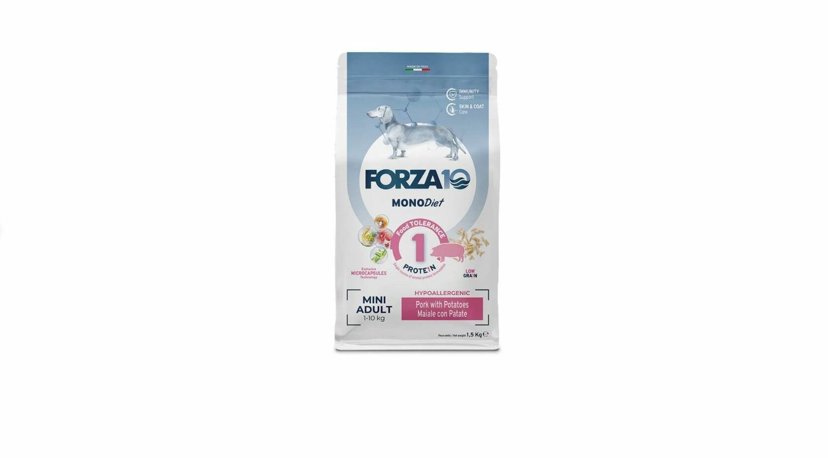 Forza10 MonoDiet Adult Mini Maiale con Patate сухой корм для взрослых собак мелких пород со свининой и картофелем - 1,5 кг