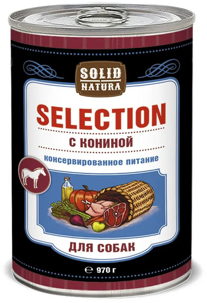 Solid Natura Консервы для собак Solid Natura Selection Конина, 970г 0.97 кг