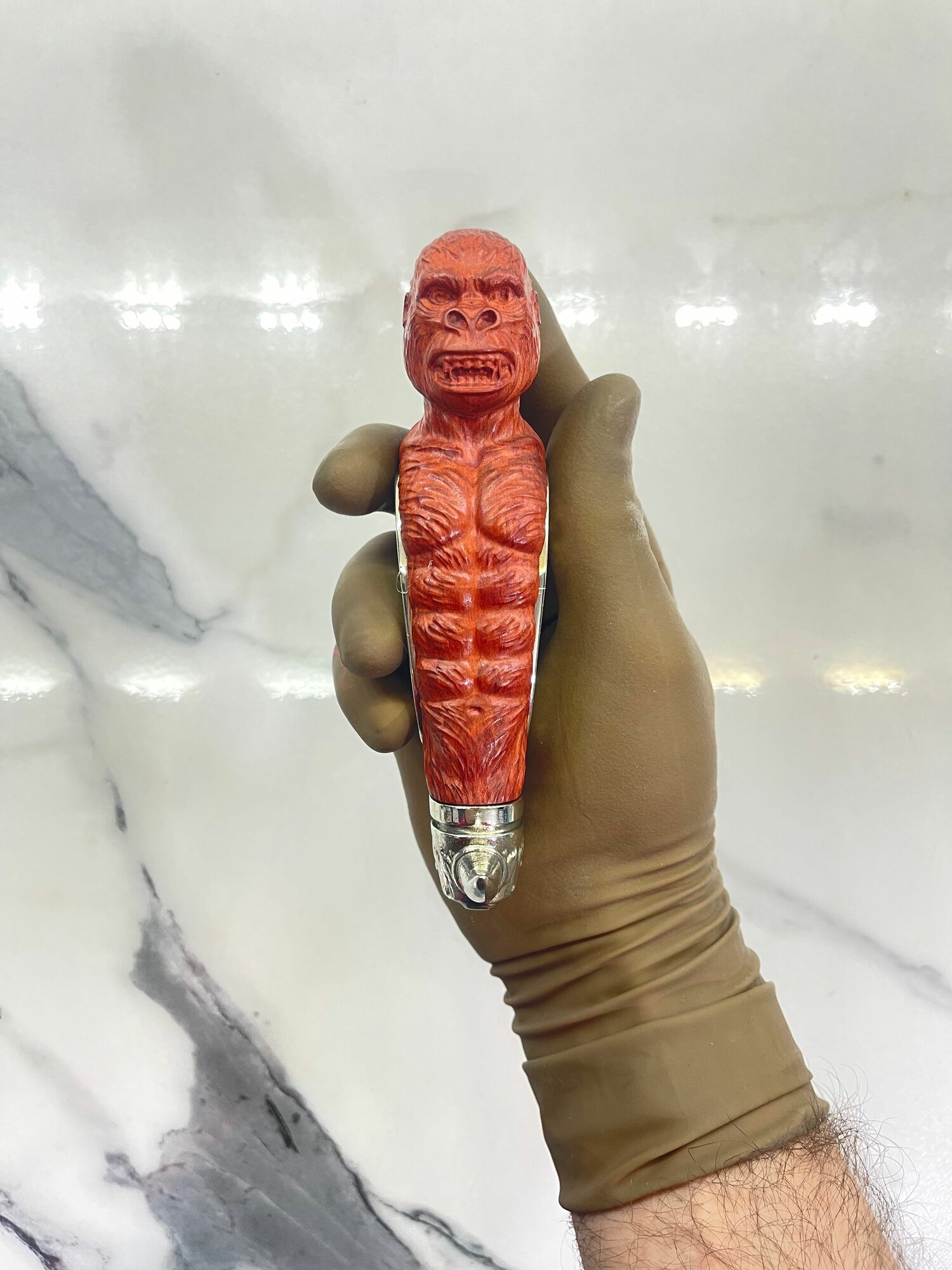 Рукоять для ножа- Кинг-Конг в комплекте с гардой и накладками на рукоять- Амазонки. Материалы- дерево редхарт и мельхиор