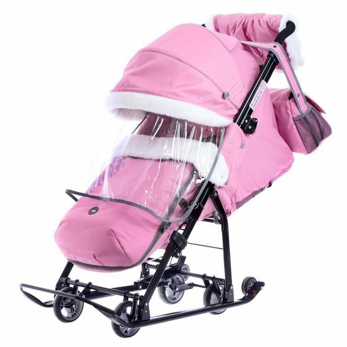 Санки-коляска Ника детям НД7-5К/ПР пыльно-розовый с шишкой