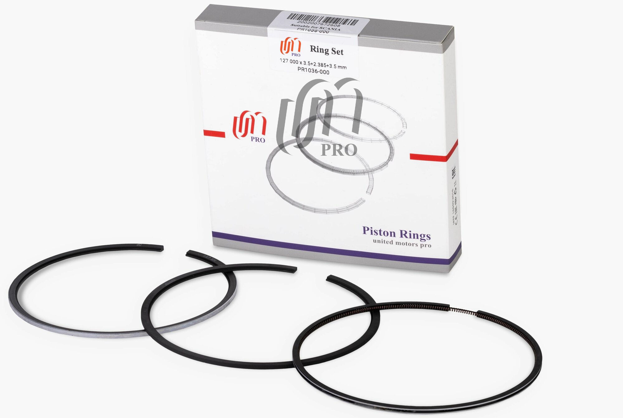 Кольца поршневые STD Scania DSC12/DC16 96- d127.0 STD 3.5-2.385-3.5 на 1 цил. UM