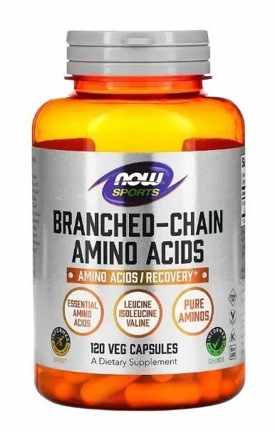 NOW Sports Branched-Chain Amino Acids 2600mg, BCCA, Аминокислоты с разветвленной цепью, 120 растительных капсул