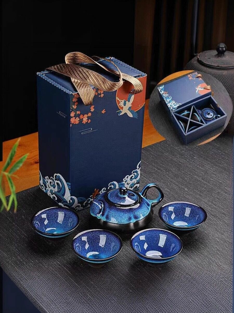 Подарочный набор для китайской чайной церемонии, чайник и 4 пиалы / сервиз для чая