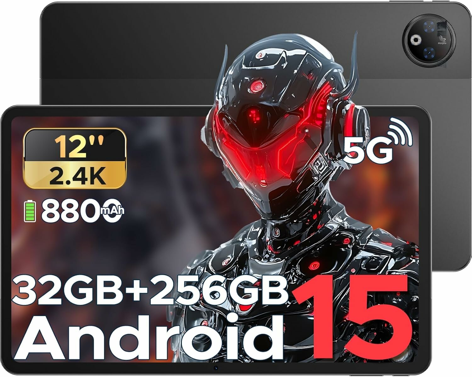 Планшет DOOGEE V Pad 5G, 12-дюймовый планшет на Android 15 с IPS-дисплеем 2.4K, 32 ГБ ОЗУ, 256 ГБ/2 ТБ TF