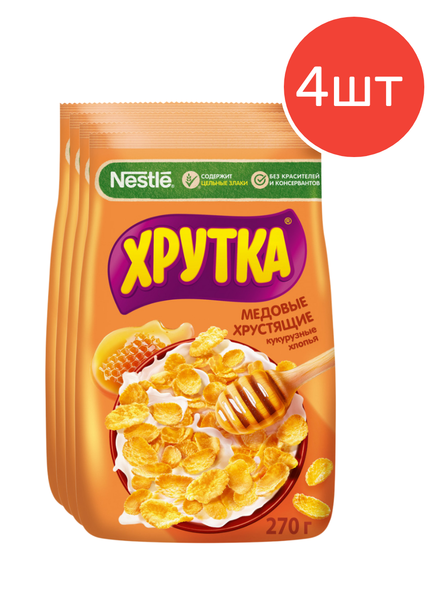 Готовый завтрак Хрутка хлопья медовые хрустящие 270г 4шт