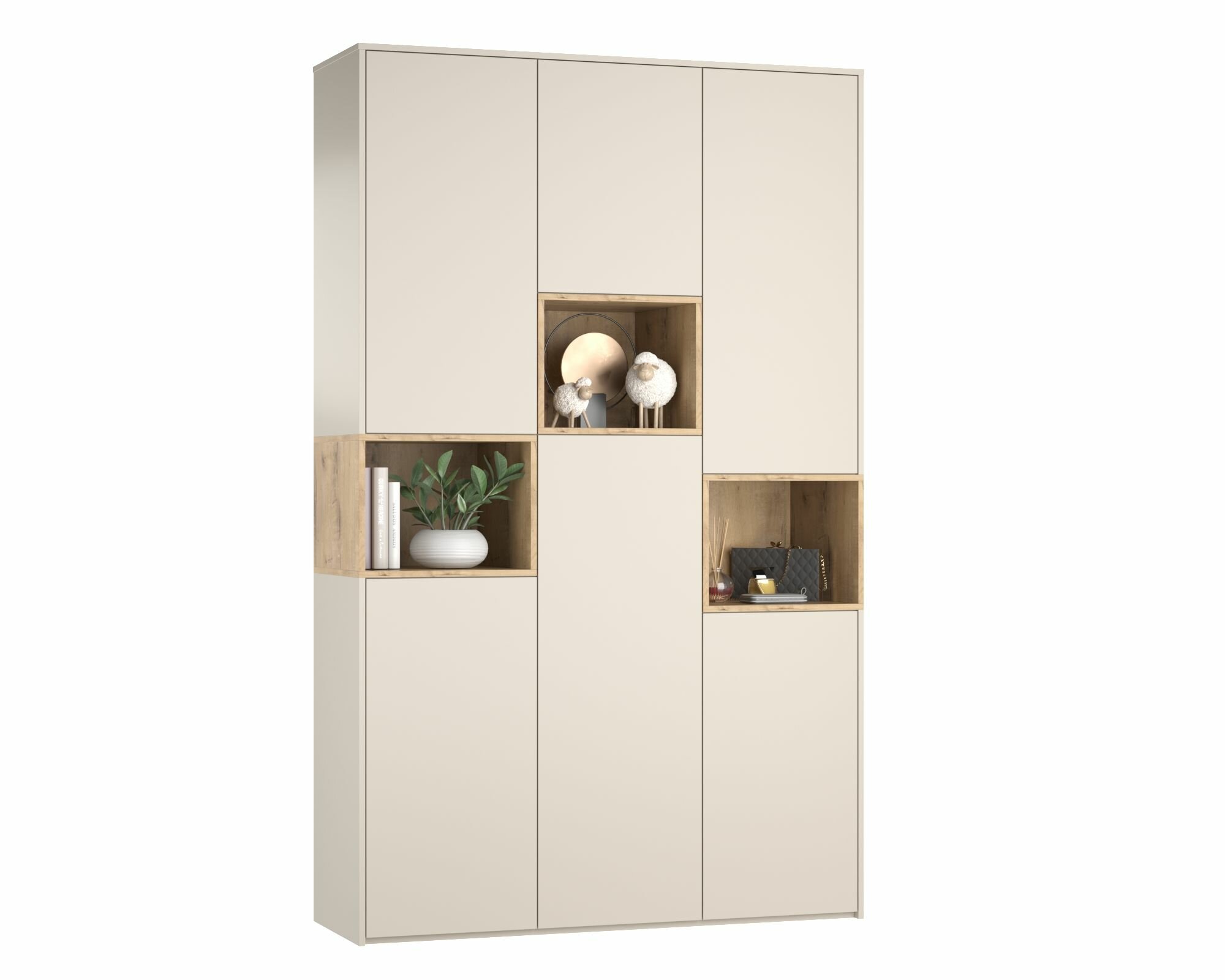 Шкаф распашной для одежды "Рокки 16" 135х220х55 Сатин / Дуб Крафт золотой