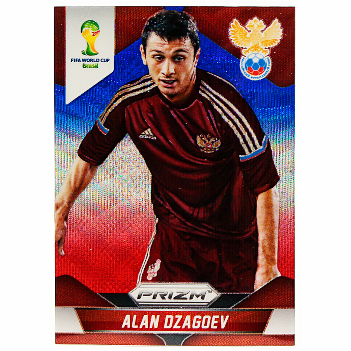 Коллекционная карточка Panini Prizm FIFA World Cup 2014: #167 Алан Дзагоев - Blue Red Wave