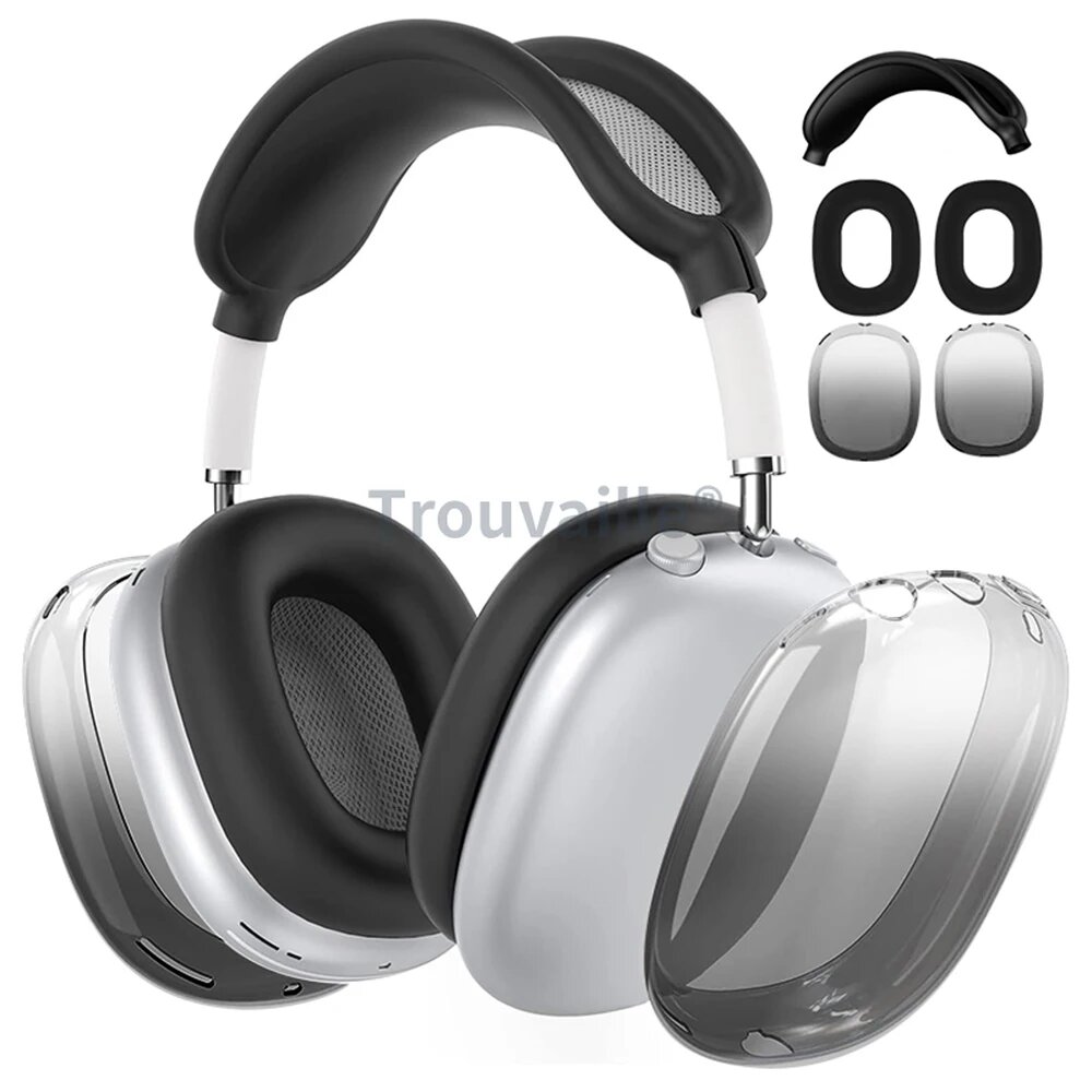 Противоударный чехол 3 в 1 для AirPods Max, силиконовый, прозрачный, Trouvaille Gradient Black