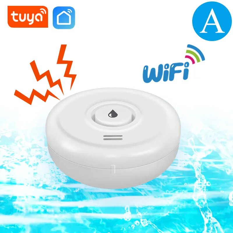 Датчик Утечки Воды Tuya Wi-Fi, Белая Звуковая Сигнализация, Совместимый С Умным Домом