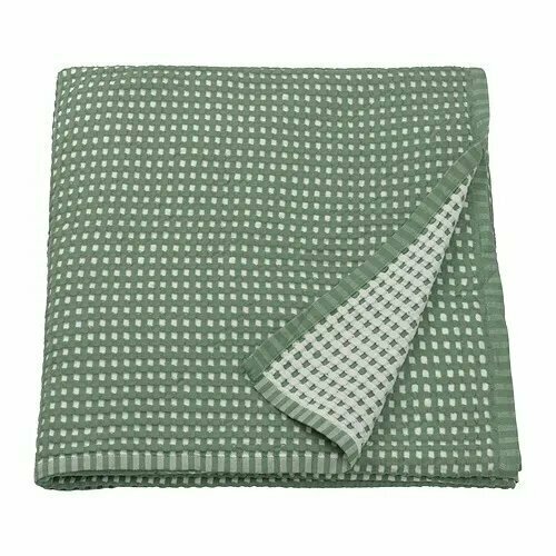 Покрывало икеа IKEA PELARTUJA, 150x250 см, вафельное, двустороннее, зелено-серое/белое