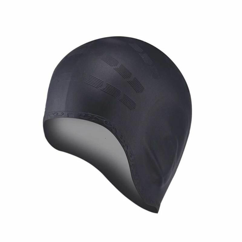Шапочка для плавания, силиконовая, водонепроницаемая, эластичная, Черный