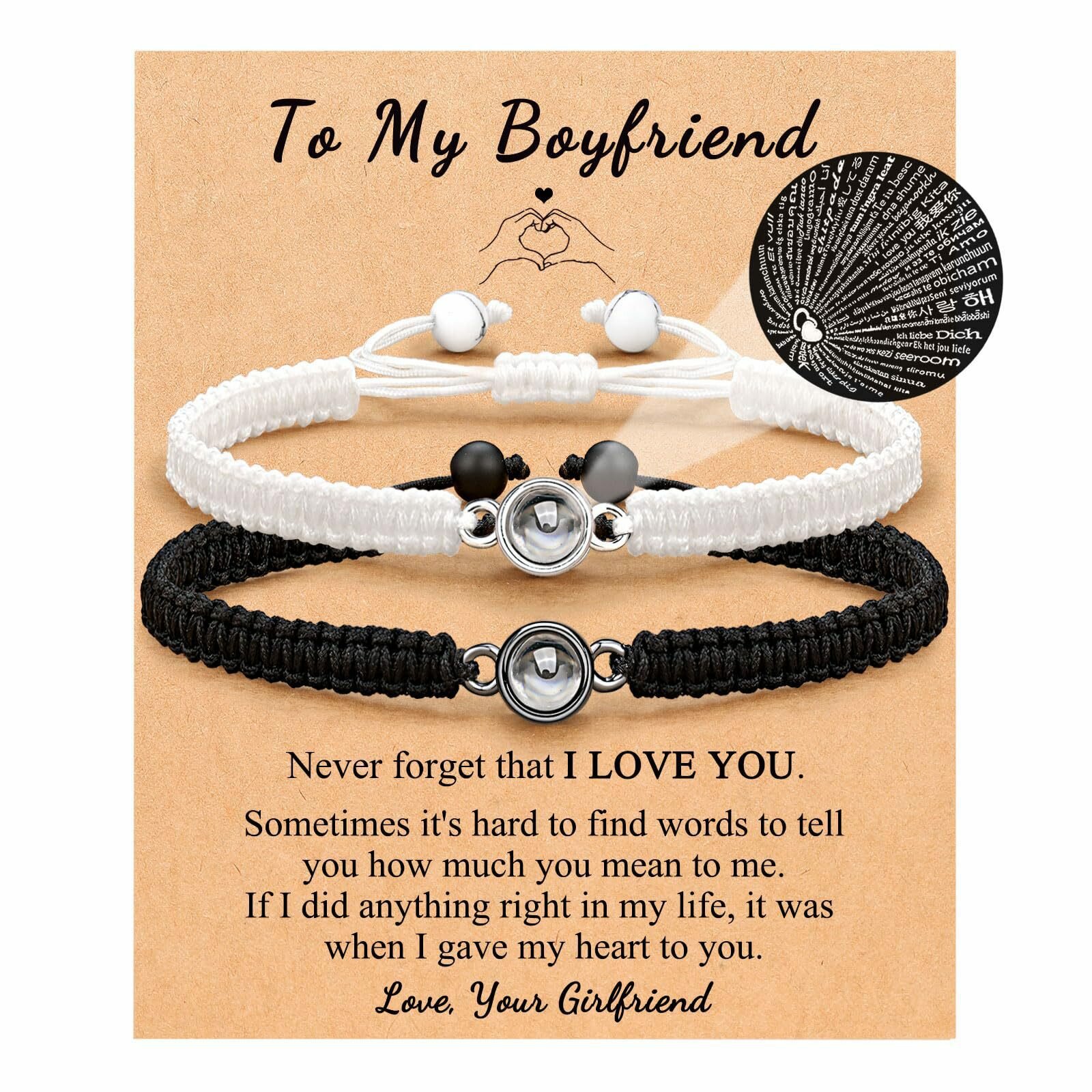 Браслет для гадания, YM Камень-проектор Плетеный Пара 100 языков Любовь