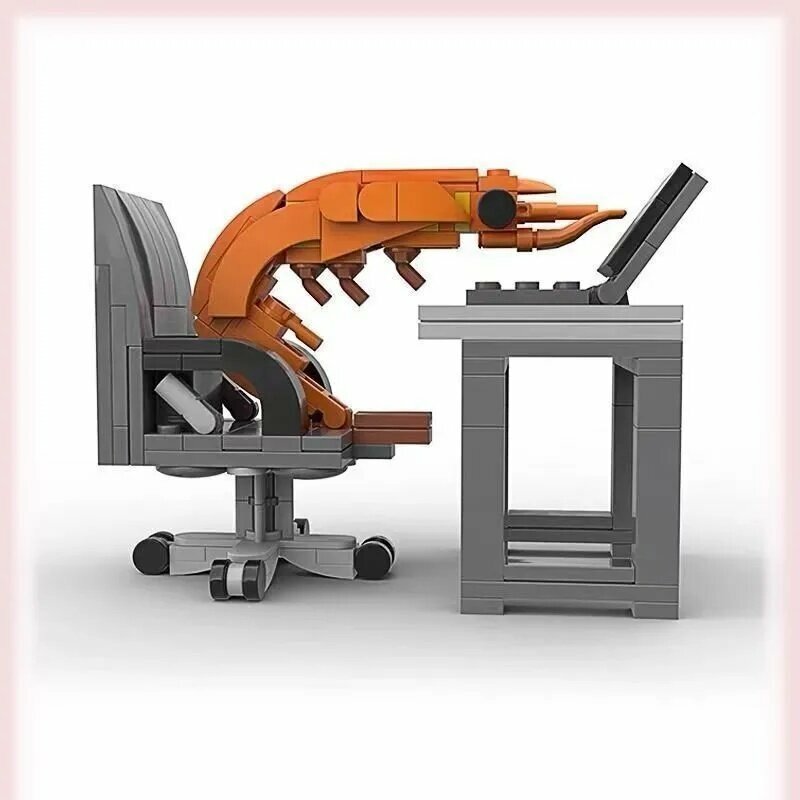 Пластиковый 3D-конструктор Креветка-мем , мини-кубики, развивающая головоломка для взрослых и детей, 100 деталей (Идеальный подарок)