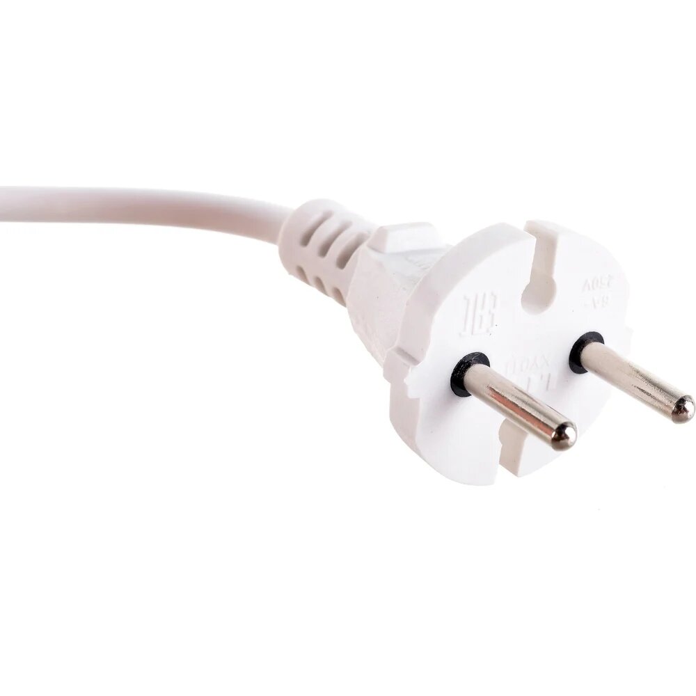 Сетевой шнур LUX V2 ПВС 2x0.75 с вилкой, без заземления, белый, ПВХ, Schuko, IP20, бытовое применение — фото 1