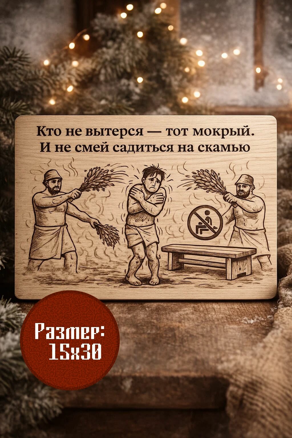 Табличка для бани из дерева, прикольный подарок