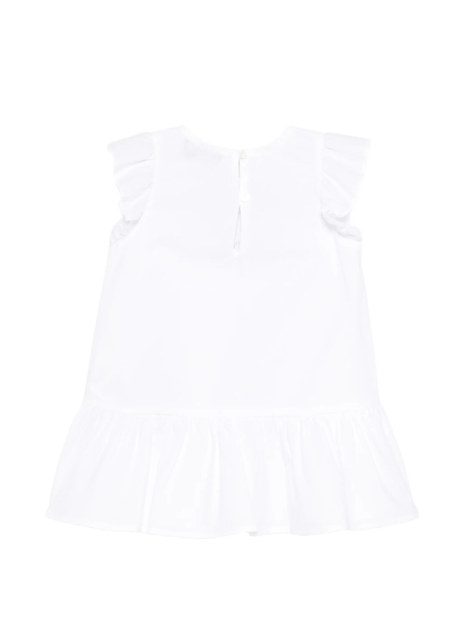 Платье MOSCHINO Bear-embroidered ruffled dress, размер 2 года, белый — фото 1
