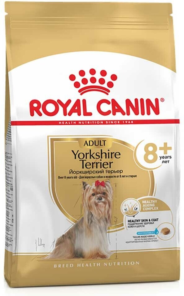 Сухой корм royal canin для пожилых собак породы йоркширский терьер старше 8 лет yorkshire terrier adult 8+ 1,5кг