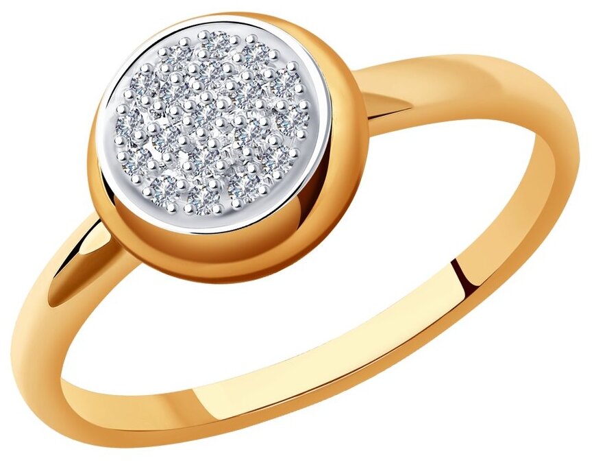 Кольцо, комбинированное золото, 585 проба, бриллиант