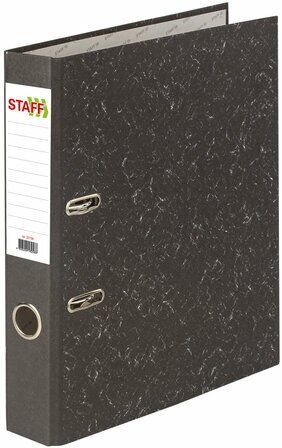 Папка-регистратор STAFF Basic бюджет с мраморным покрытием, 50 мм, без уголка, черн. корешок, 227184