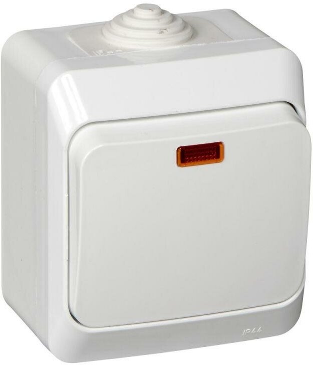 Выключатель 1-кл. ОП Этюд 10А IP44 10AX с подсветкой бел. SchE, SCHNEIDER ELECTRIC BA10-045B (1 шт.)