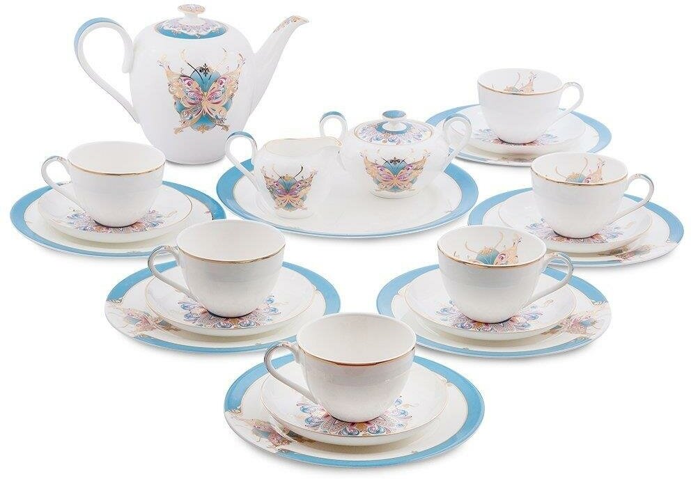 Чайный сервиз 22 пр. на 6 перс. Песня Мотылька (Canzone Falena Pavone) A2042983 Pavone, Фарфор