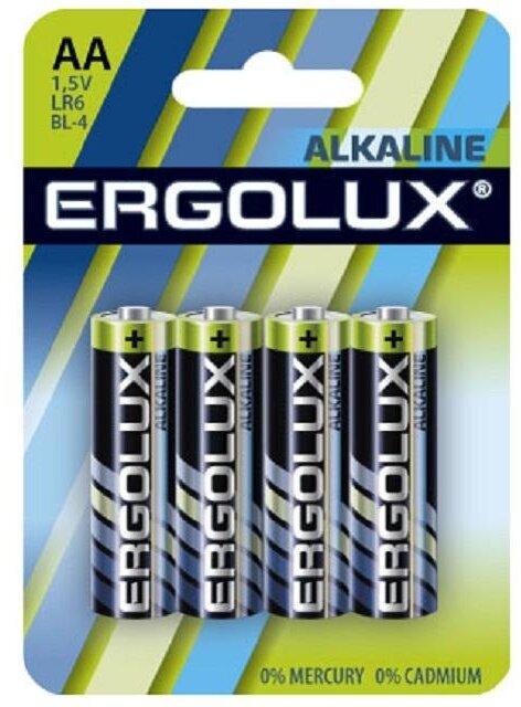 Батарейки Ergolux AA/LR 6 Alkaline BL-4 (LR 6 BL-4, 1.5В)(4 шт в уп.) 1568800 11748