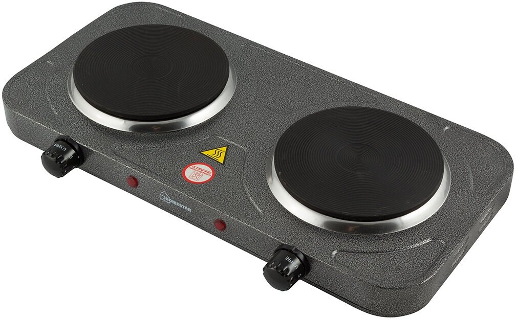 Плита электрическая Homestar 2 конфорки, чугун, HS-1104, серый