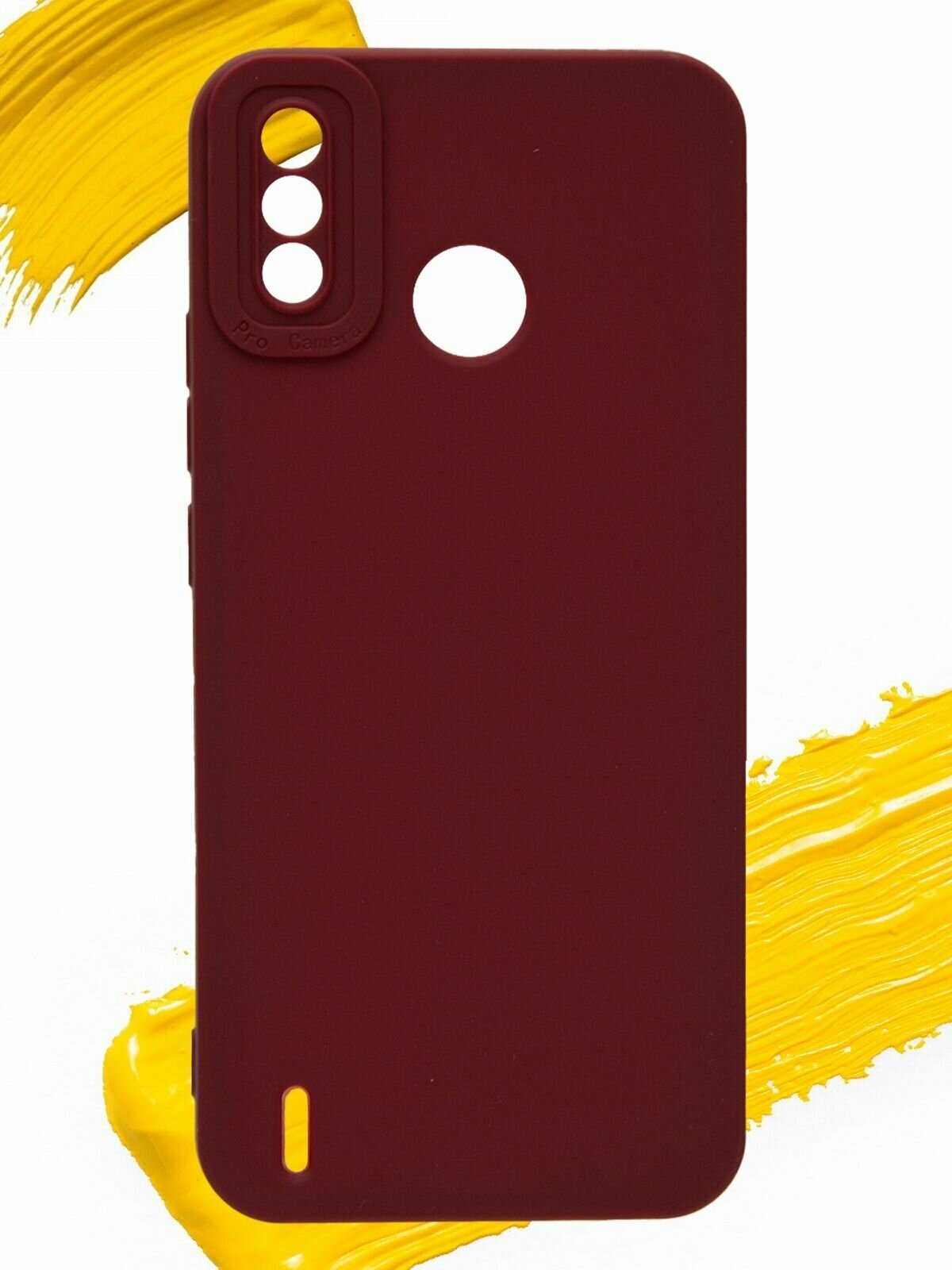 Чехол для Tecno Spark 6 Go & Spark Go 2020 / текно спарк 6 гоу и спарк гоу 2020 с защитой камеры бордо