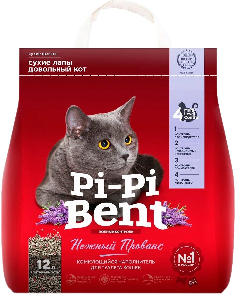 PI-PI BENT нежный прованс наполнит комкующийся для кошек с ароматом лаванды (5 кг х 4 шт)