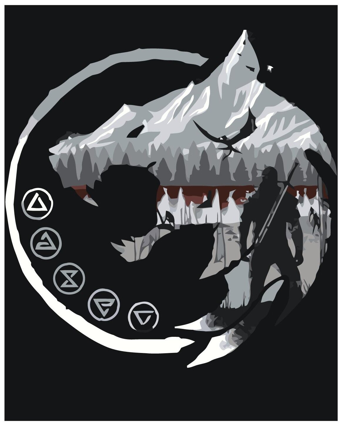 Волк Ведьмак Раскраска картина по номерам на холсте