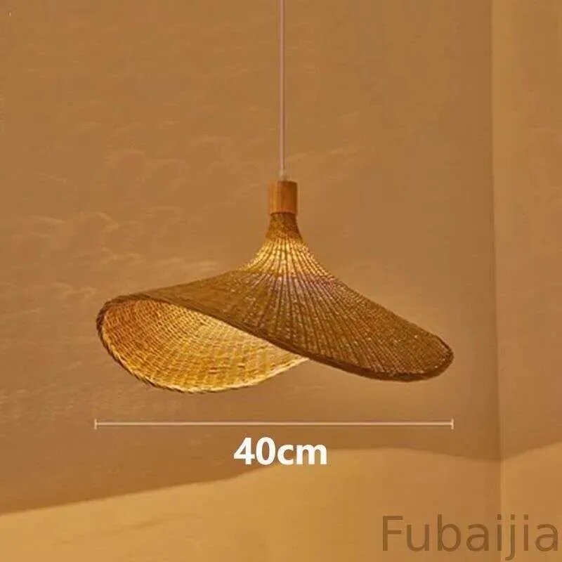 Люстра Hongxingtu, 12 Вт, бамбук, ручное плетение, 40x22 см, регулируемая подвеска, теплый белый свет, для гостиной, кафе — фото 1