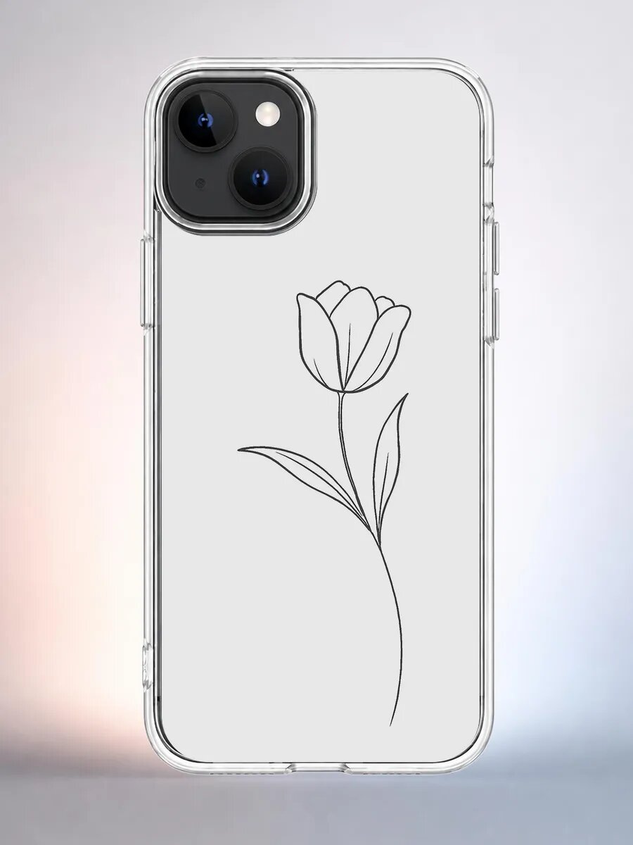 Чехол iPhone 13 тюльпан с листьями силиконовый