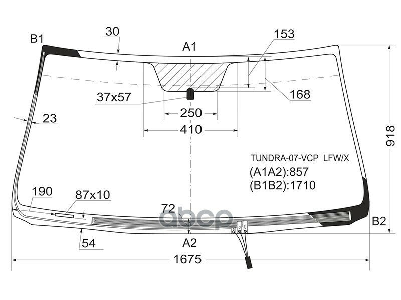 Стекло лобовое (Обогрев щеток) Toyota Sequoia 07-17 / Tundra 06-22 XYG арт. TUNDRA-07-VCP LFW/X