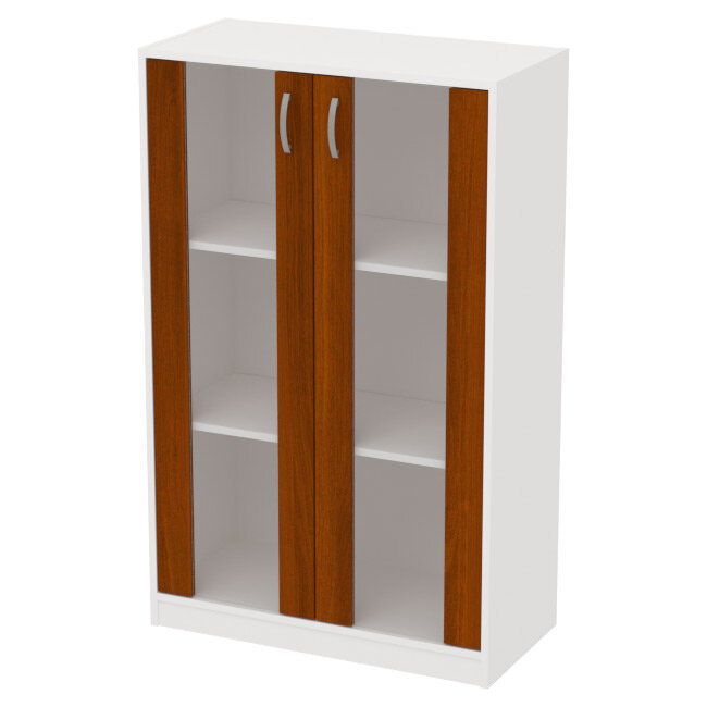 Шкаф Меб-фф Офисный шкаф СБ-60+ДВ-62 цвет Белый+Орех 77/37/123 см