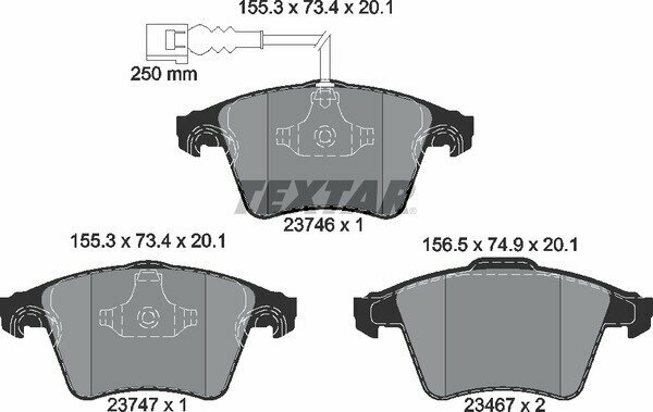 Колодки передние с противошумной пластиной Q+ VOLKSWAGEN T5 Multivan TEXTAR 2374602