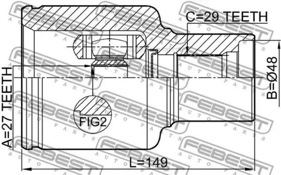 FEBEST 2111TKE4WDRH ШРУС внутренний правый 27X47.8X29