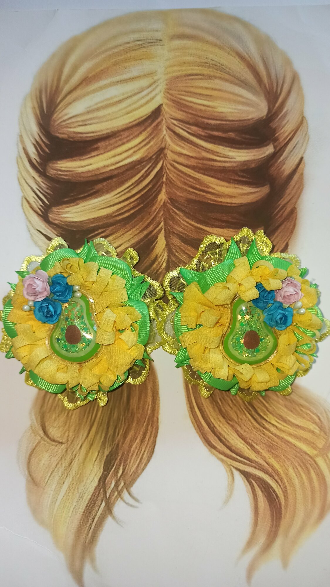 Банты для девочек "любимый авокадо" на резинке, 2 шт