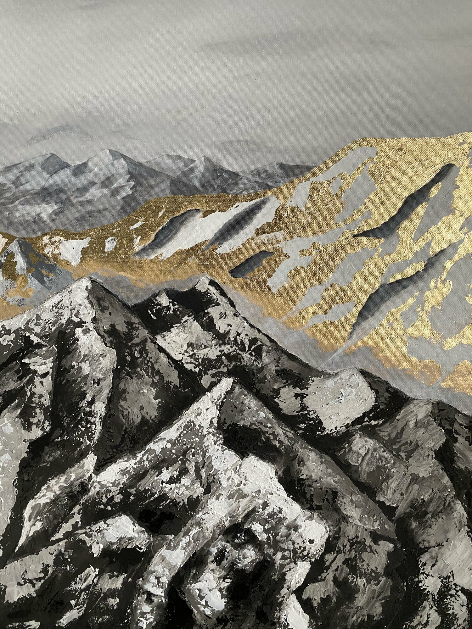 Картина авторская "Золотые вершины" 50х70