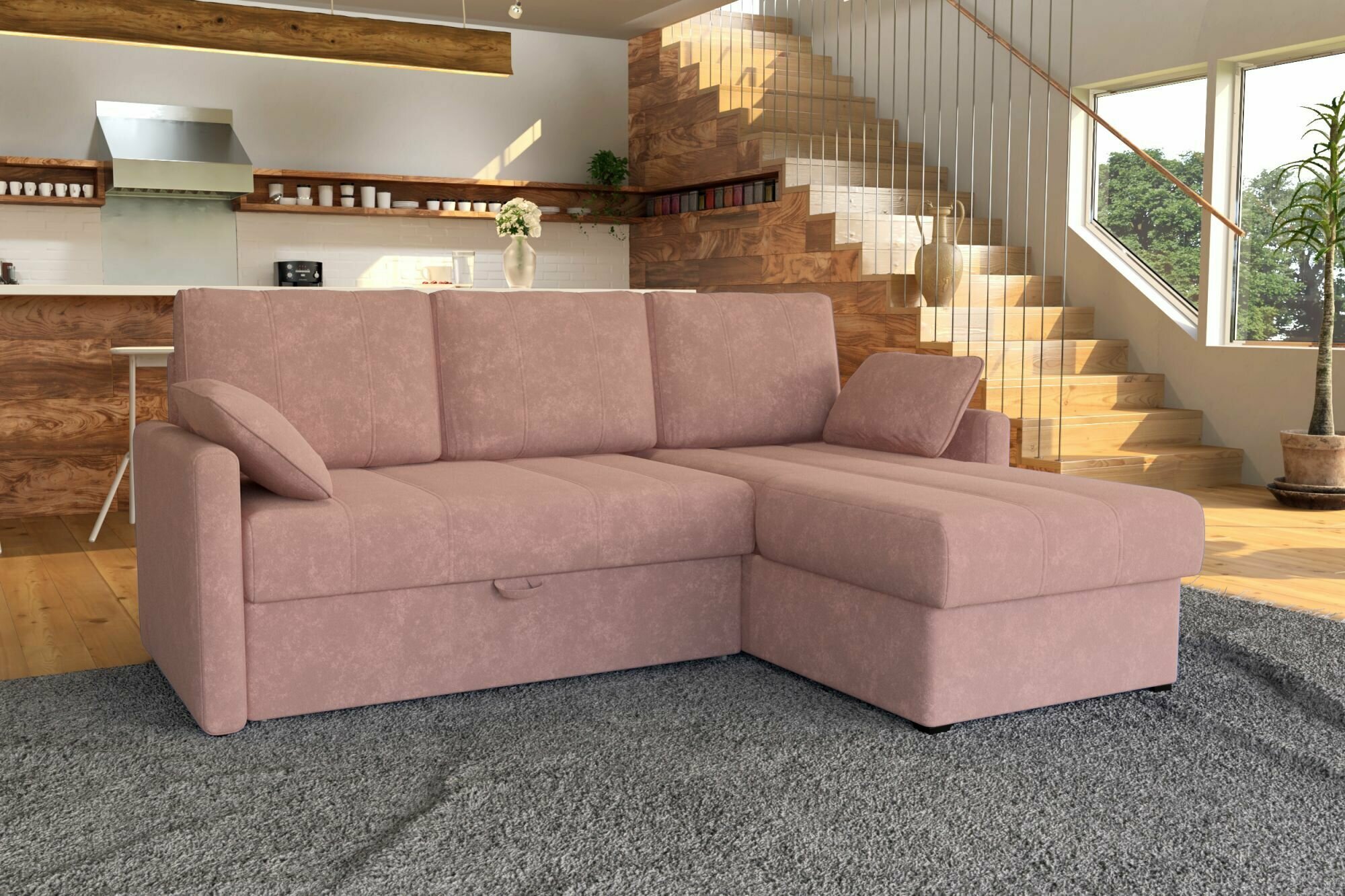 Угловой диван Римини розовый