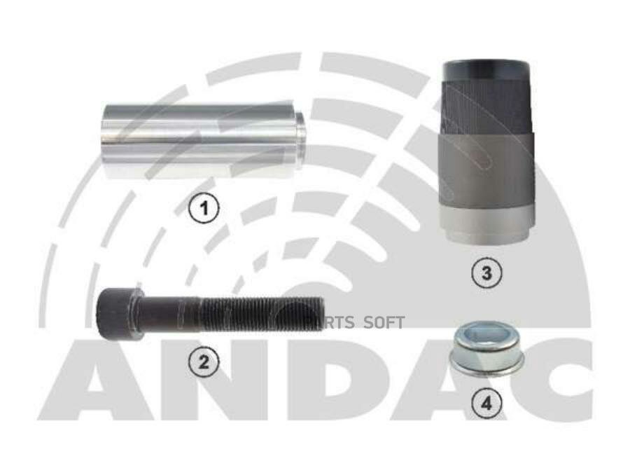 81010217 ANDAC Р/К суппорта [Направляющая+винт+втулка(рм)+колпачок(м)]