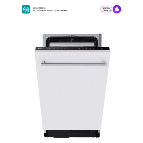 Встраиваемая посудомоечная машина Midea MID45S450i, узкая, ширина 44.8см, полновстраиваемая, загрузка 10 комплектов