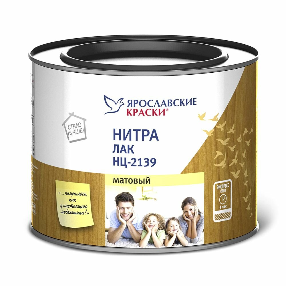 Ярославские краски НЦ-2139 нитралак по дереву, для внутренних работ, матовый (1,7кг)